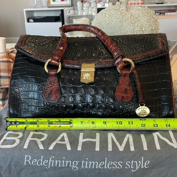 Brahmin | Bags | Brahmin Black And Brown Crocodile Handbag | Poshmark